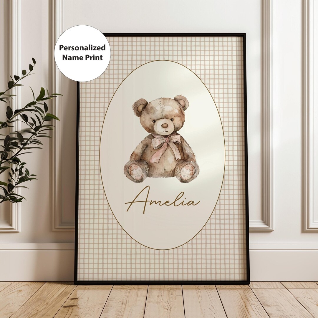 Vintage Bear Nursery Wall Art Printable - Woodland Animal Decor, Rustic ...