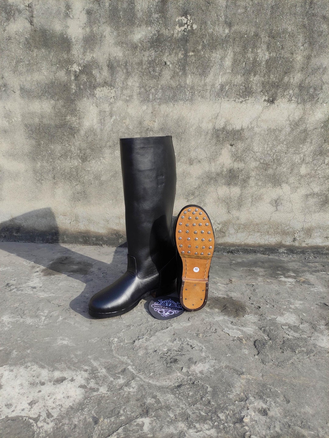 Handmade German Army Leather Jack Boot Leather Sole With Hobnails and Heel Plate. German Boot ...