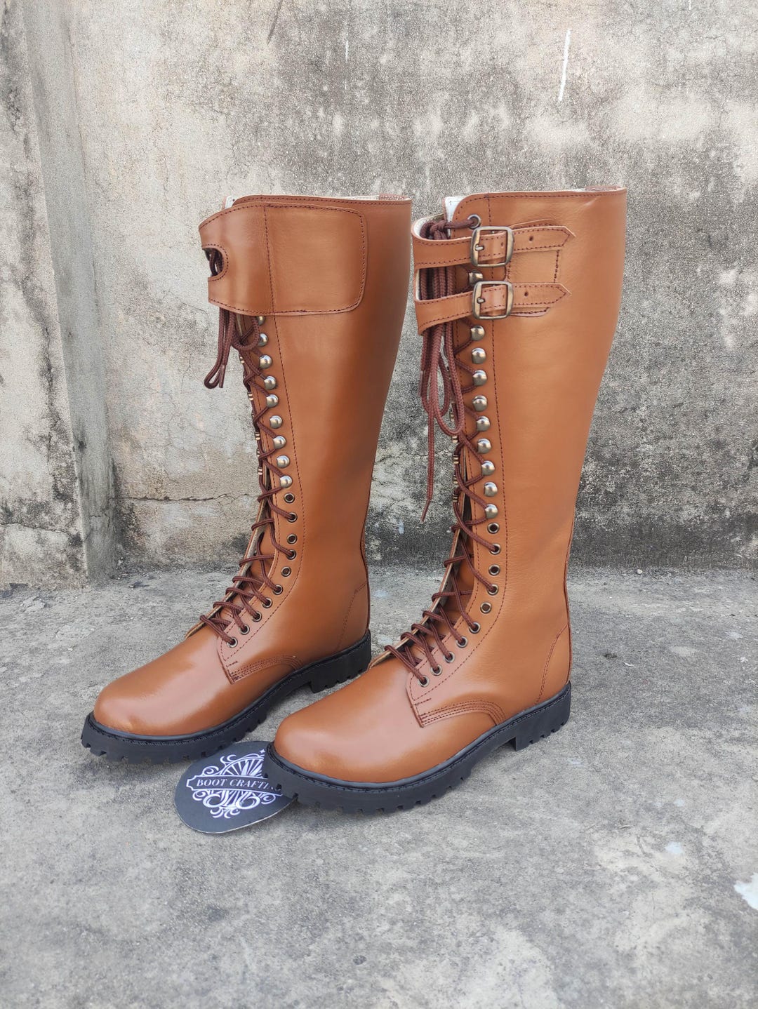 Personalized German SA Leather Officer Boot Rubber Sole With Flap 2 ...