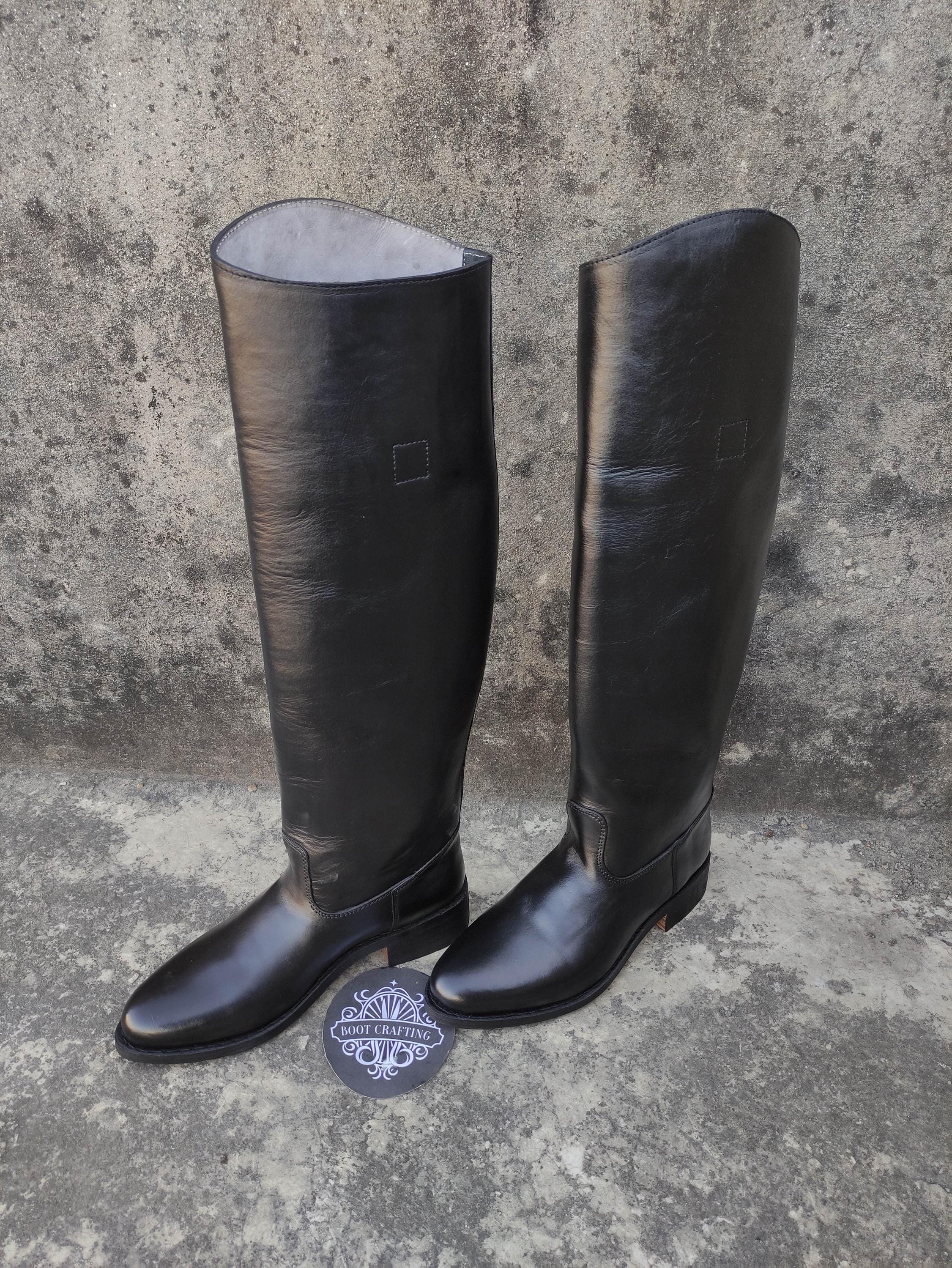 Handmade Personalization German Officer Leather Long Boot Pointed Toe ...