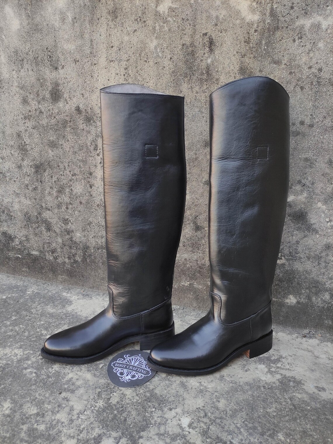 Handmade Personalization German Officer Leather Long Boot Pointed Toe ...