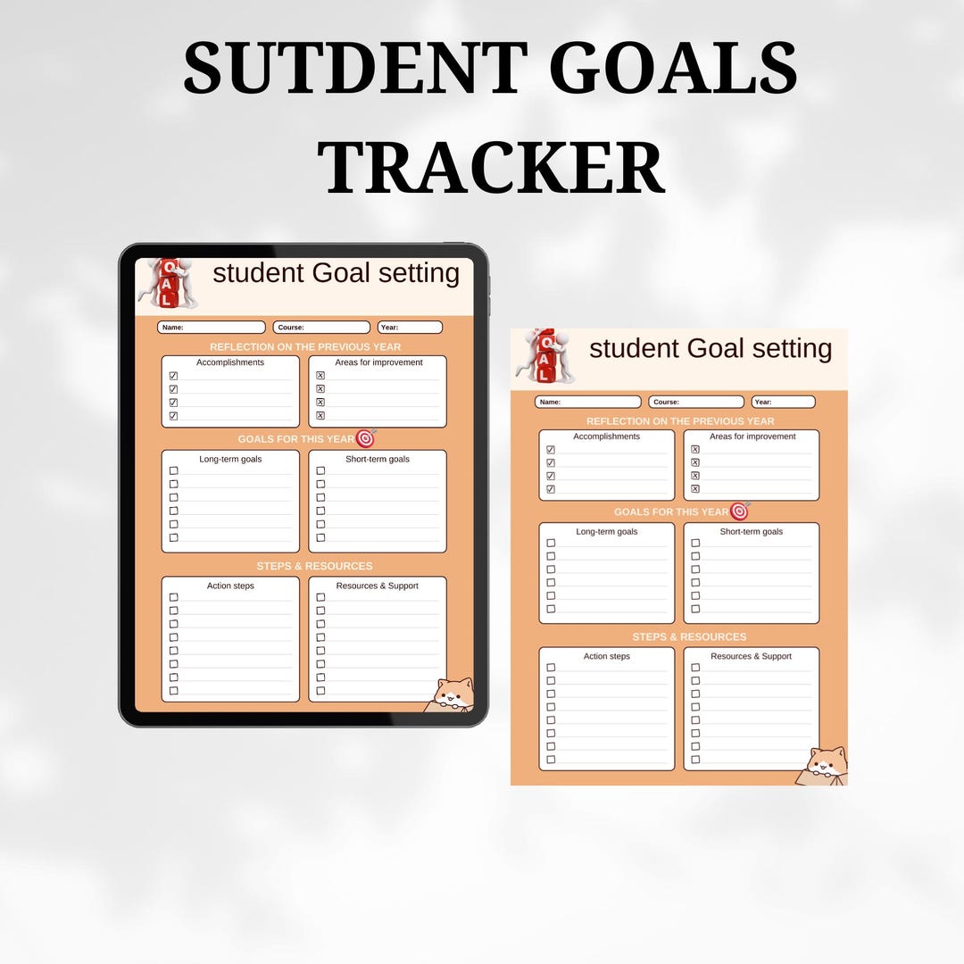 Modern Aesthetic Student Goal Tracker Planner| Goal Setting Journal ...