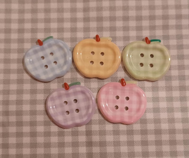 Pastel Apple Buttons: 1" Dollhouse Plates, Sewing Project - Set of 5 - Etsy