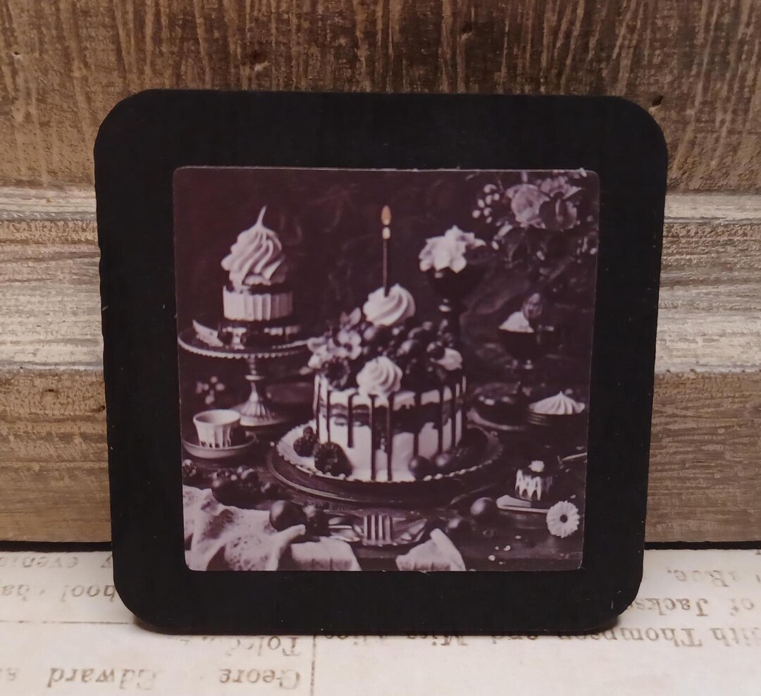 Wall Art Miniature Monochromatic 2x2 Cake and Dessert Table Modern Art ...