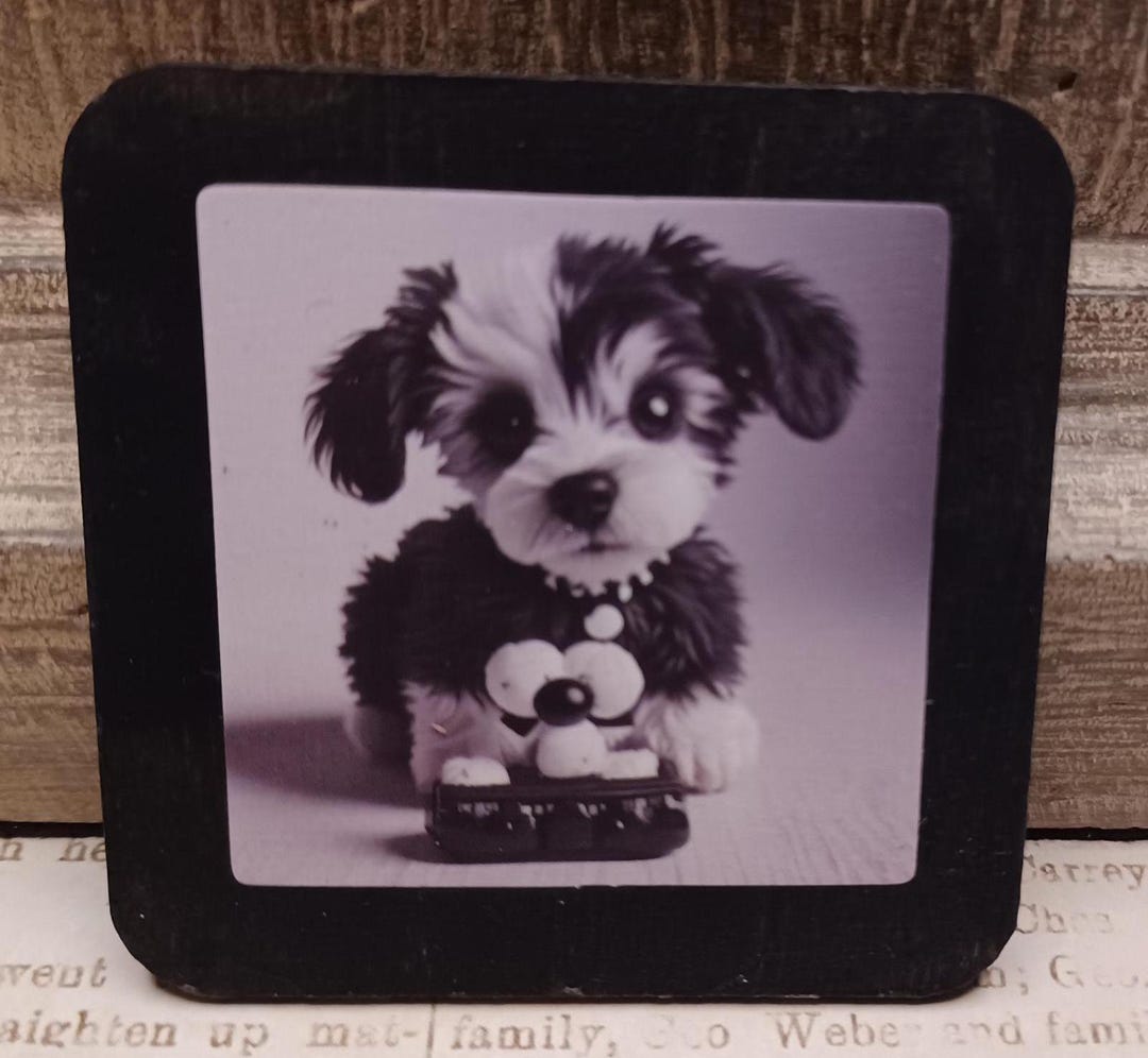 Miniature Monochromatic Wall Decor, 2x2 Puppy Modern Art - Etsy