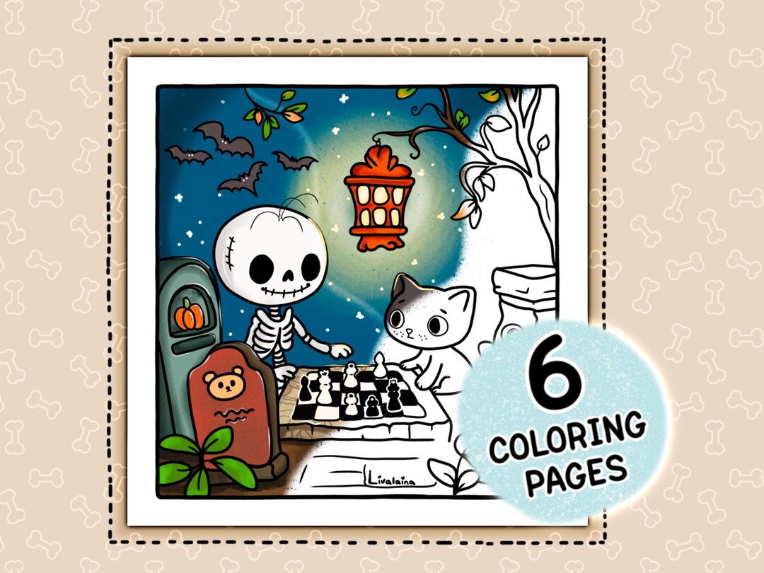 Cute and Cozy Halloween Coloring Page for Adults From Spooky Cuties ...