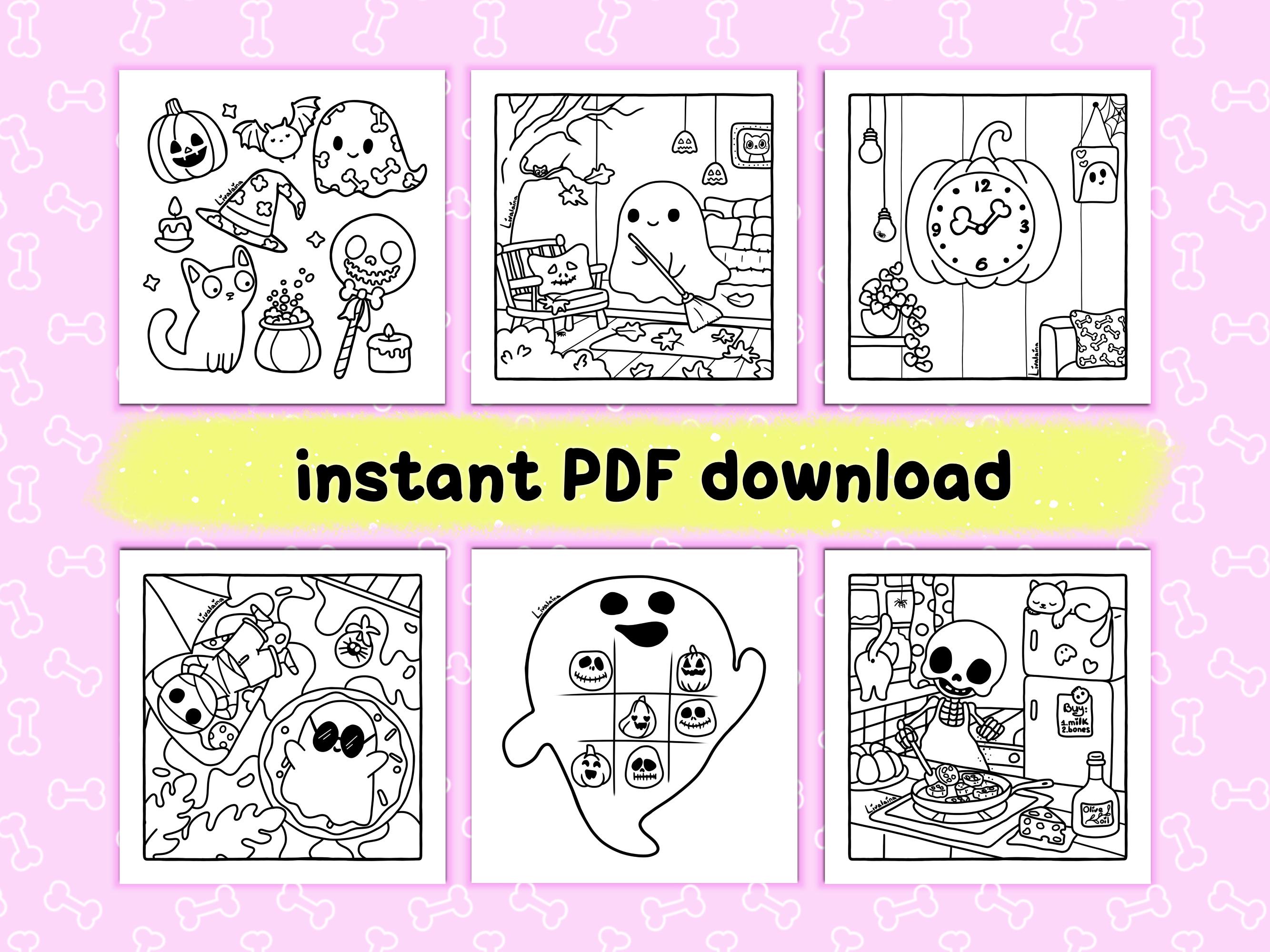 Spooky Cuties: Adorable Creepy Creatures in Cozy Hygge Moments Coloring ...