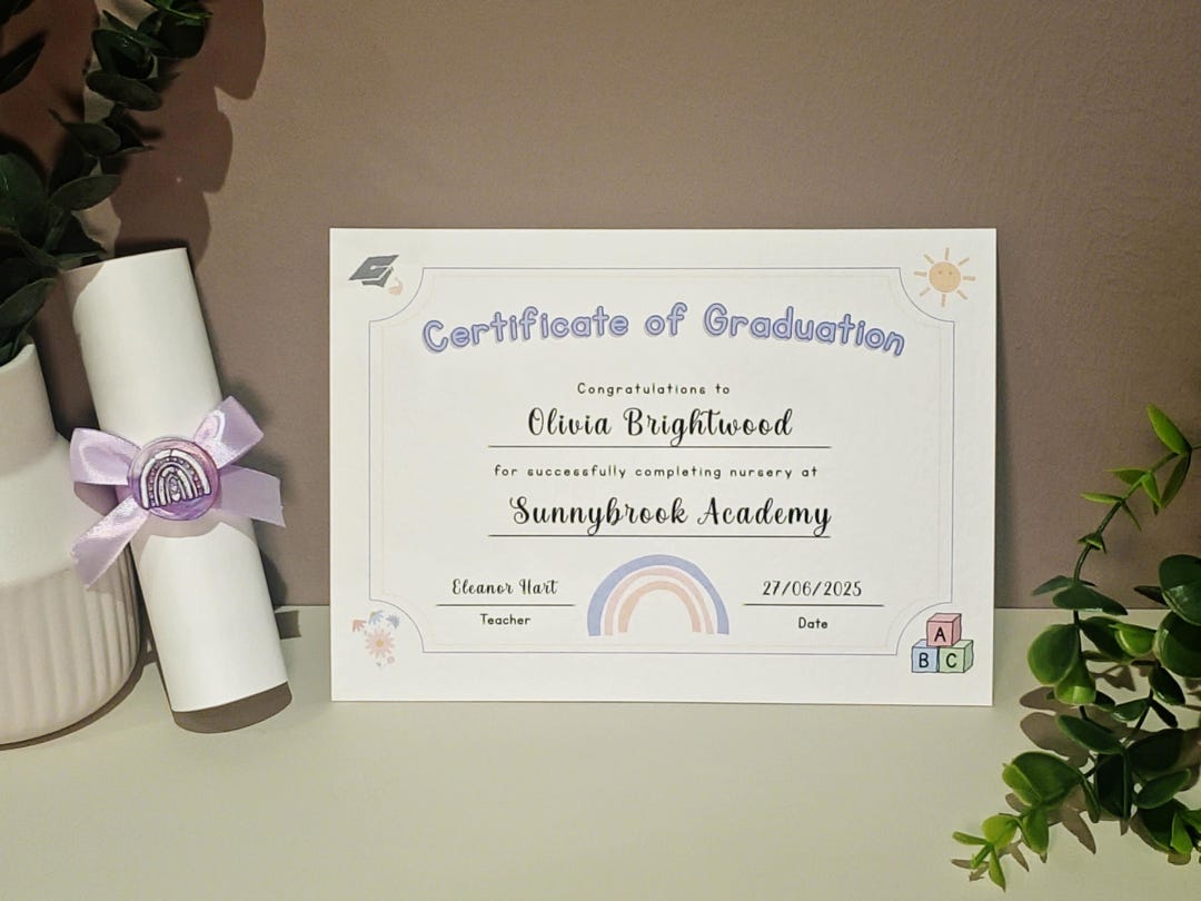 Editable Nursery Graduation Certificate | Printable Preschool Diploma ...