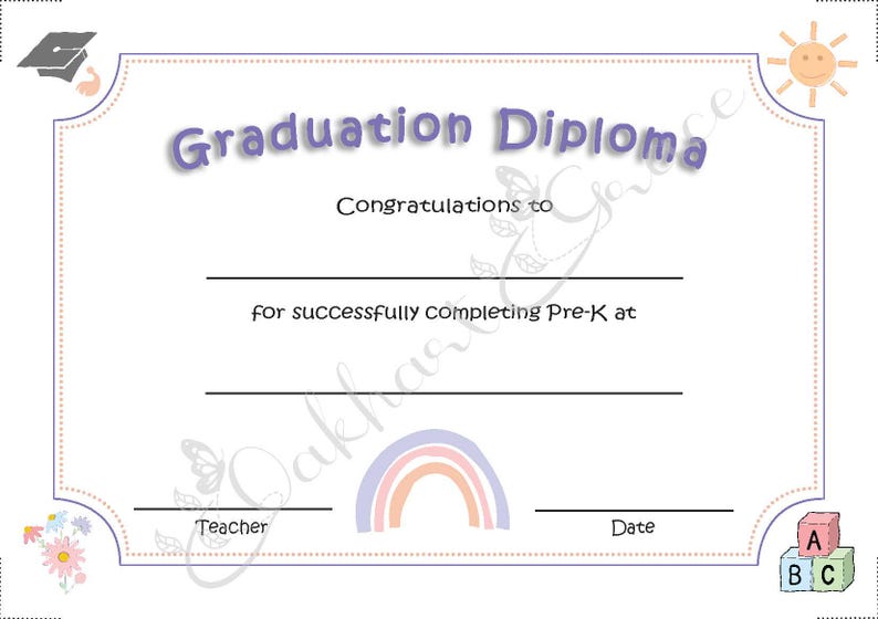 Editable Nursery Graduation Certificate | Printable Preschool Diploma ...