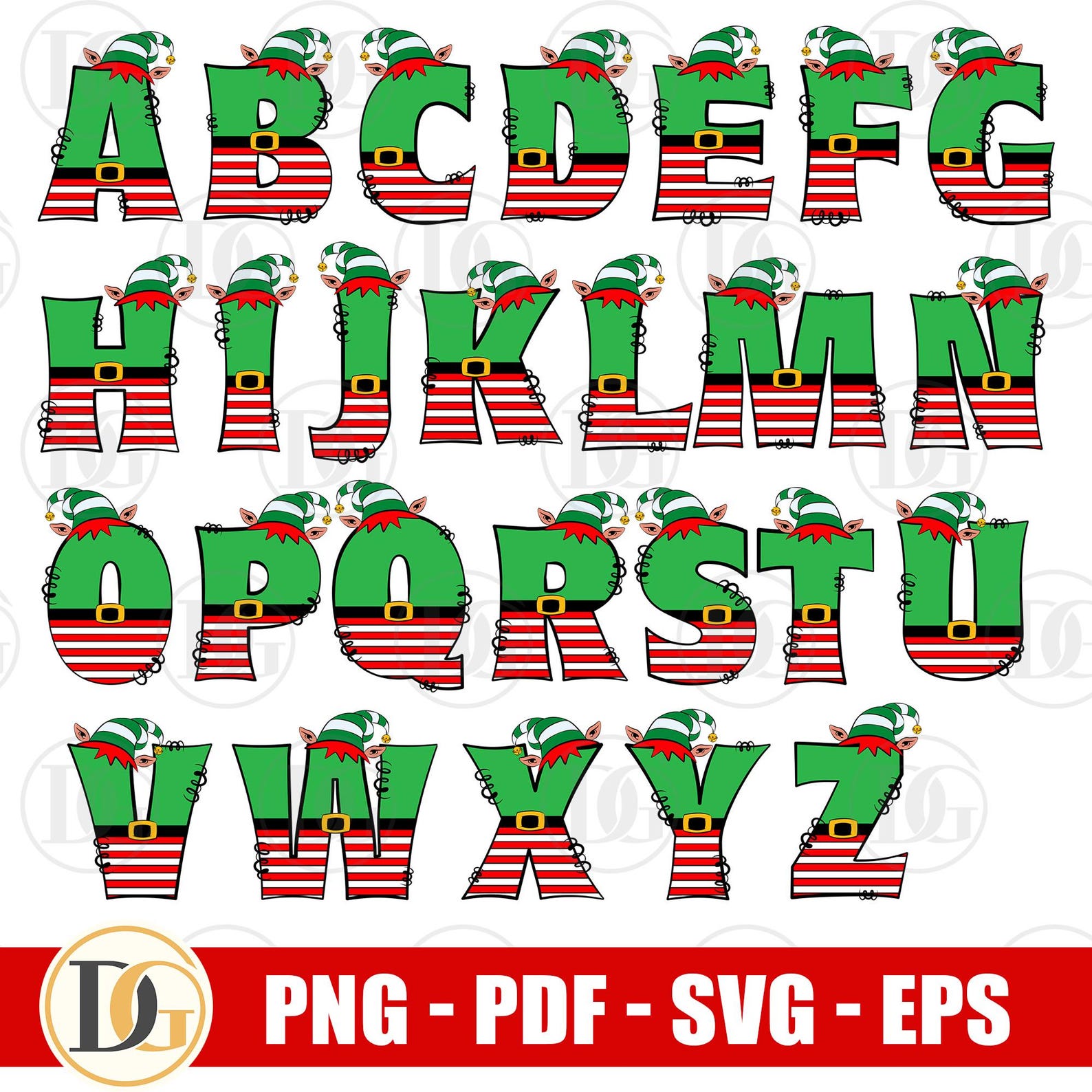 Elf Alphabet&numbers Clipart, Merry Christmas Elf, Christmas PNG ...