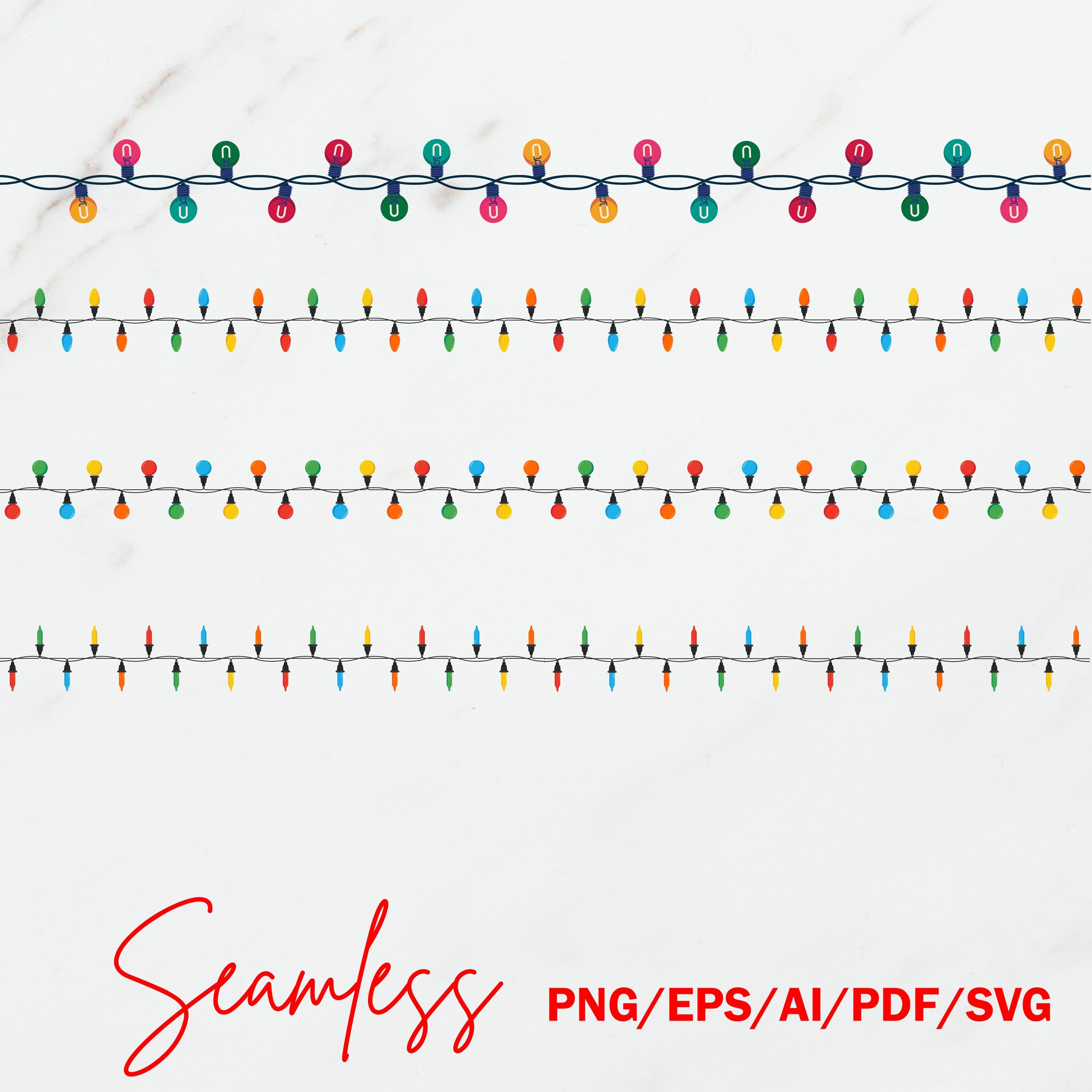 Christmas Lights Svg Bundle, Seamless Christmas Light Svg, String ...