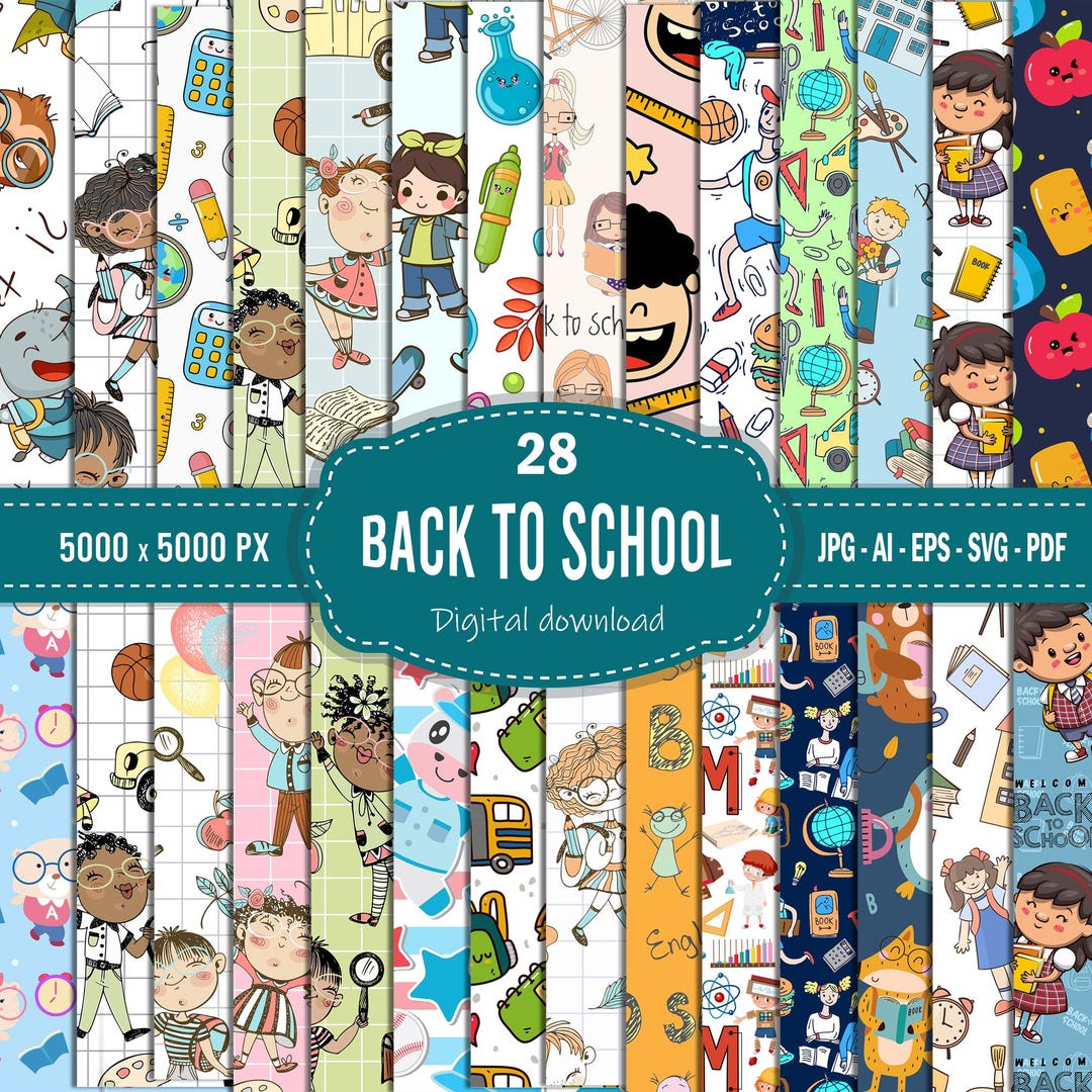 Back to School Digital Papers Cute, Classroom Background, Teacher ...