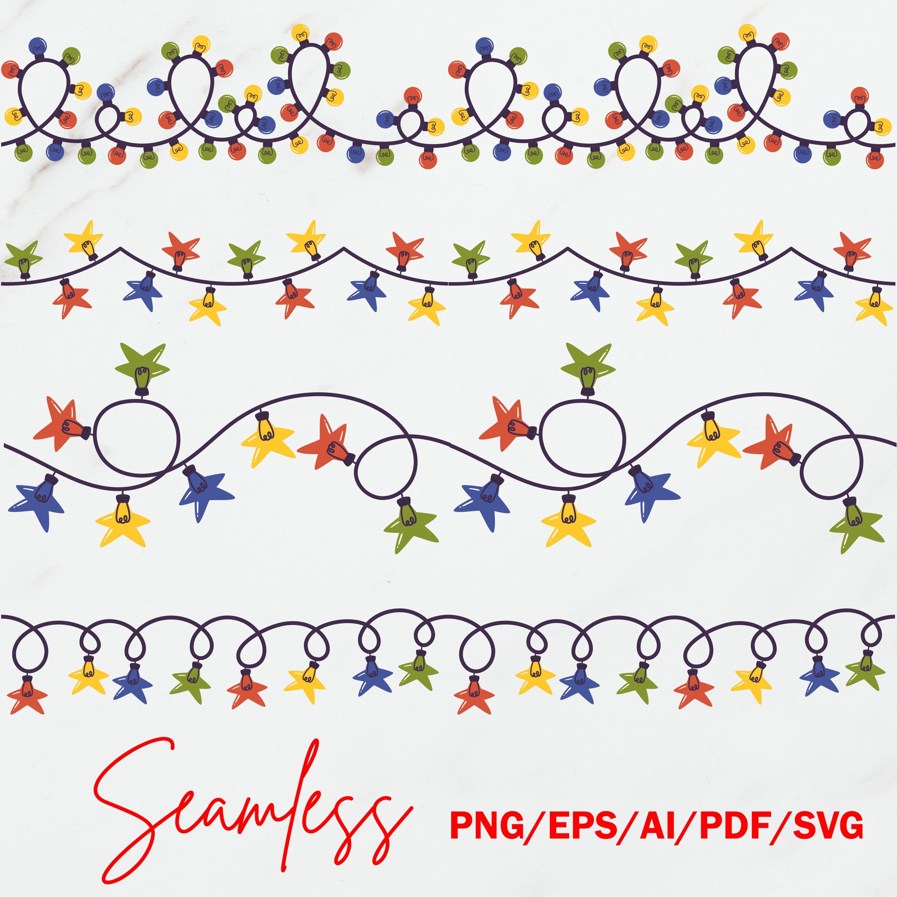 Christmas Lights Svg Bundle, Seamless Christmas Light Svg, String ...