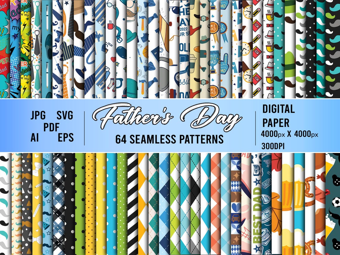 Father’s Day or Dad’s Birthday Seamless Pattern in Colour, BEST DAD ...