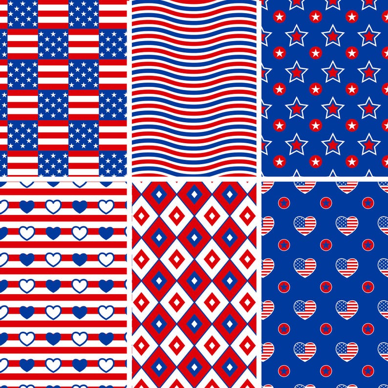4th of July Digital Paper, 4th of July Patriotic Digital Paper ...