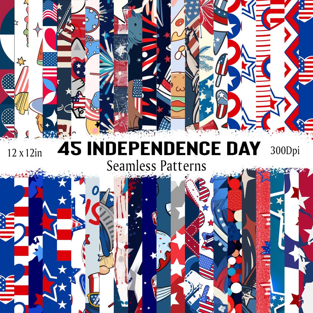 4th of July Digital Paper, 4th of July Patriotic Digital Paper ...