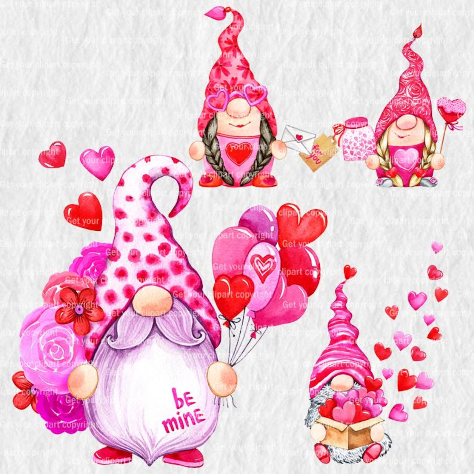 Valentine's Day Gnomes Png Bundle, Clipart, Valentines Png Graphics ...