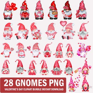 Valentine's Day Gnomes Png Bundle, Clipart, Valentines Png Graphics ...