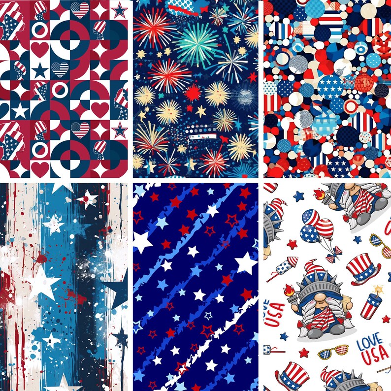 4th of July Digital Paper, 4th of July Patriotic Digital Paper ...