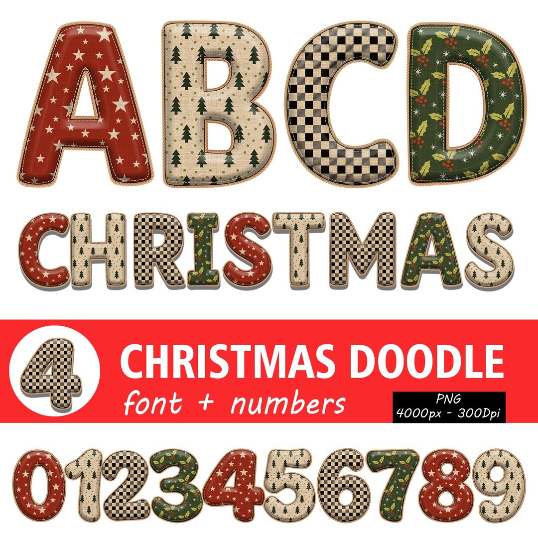 Christmas Alphabet PNG, Christmas Letters Numbers Clipart, Holiday ...