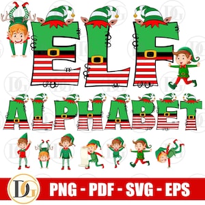 Elf Alphabet&numbers Clipart, Merry Christmas Elf, Christmas PNG ...