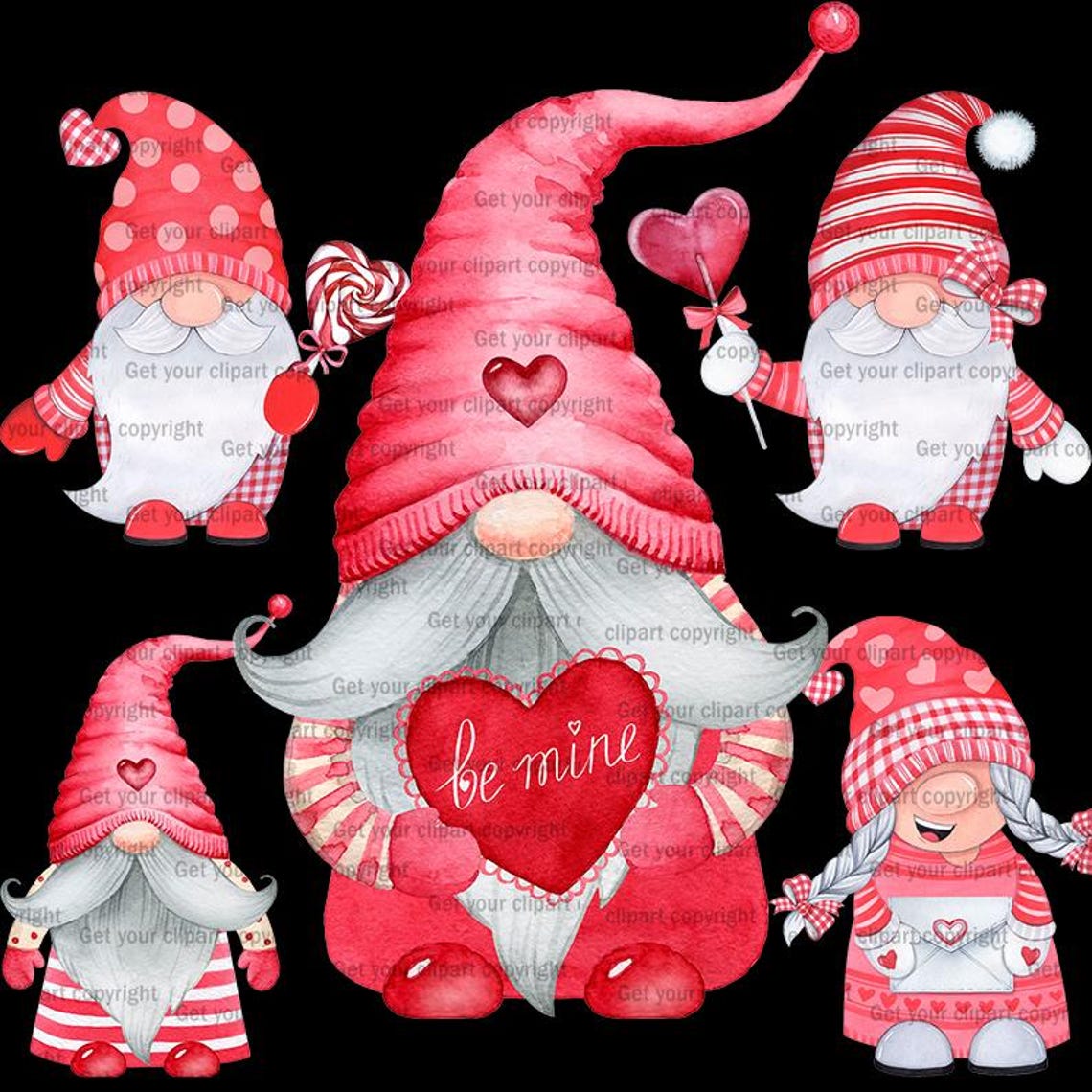 Valentine's Day Gnomes Png Bundle, Clipart, Valentines Png Graphics ...