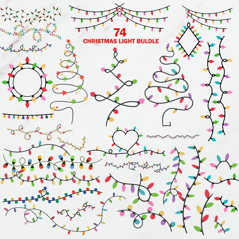 Christmas Lights Svg Bundle, Seamless Christmas Light Svg, String ...