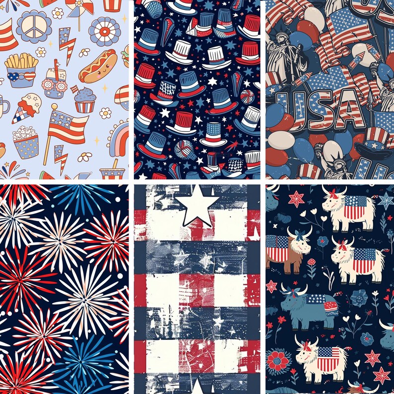 4th of July Digital Paper, 4th of July Patriotic Digital Paper ...