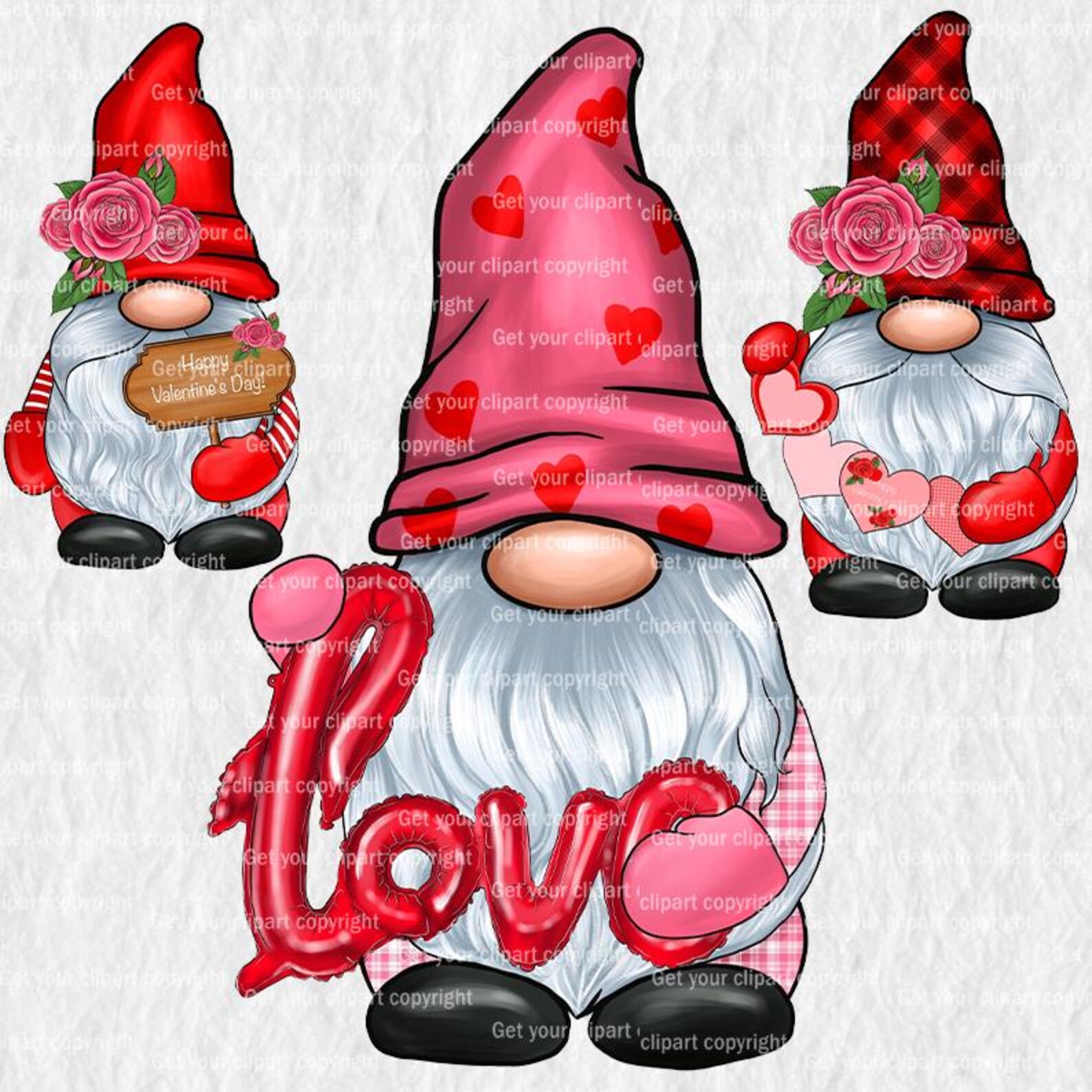 Valentine's Day Gnomes Png Bundle, Clipart, Valentines Png Graphics ...