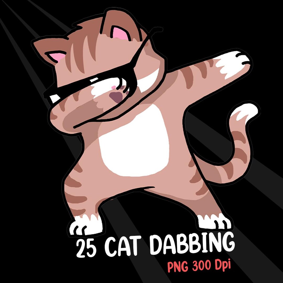 Dabbing Cat Svg, Cute Cat, Clip Art Set of 25 High Quality Pngs, Happy ...