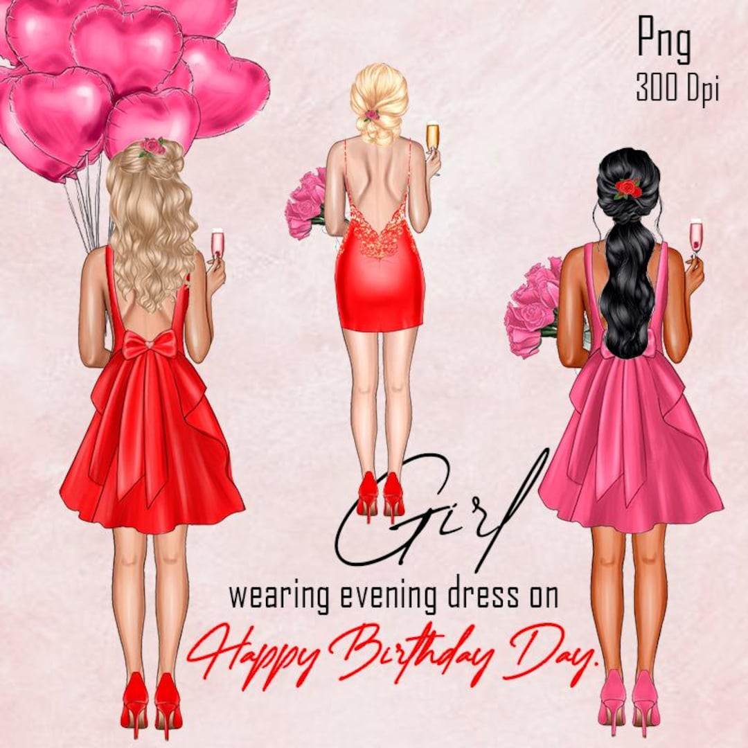 Birthday Girl Clipart Png Bundle, Girl Birthday Party Clipart, Girl in ...