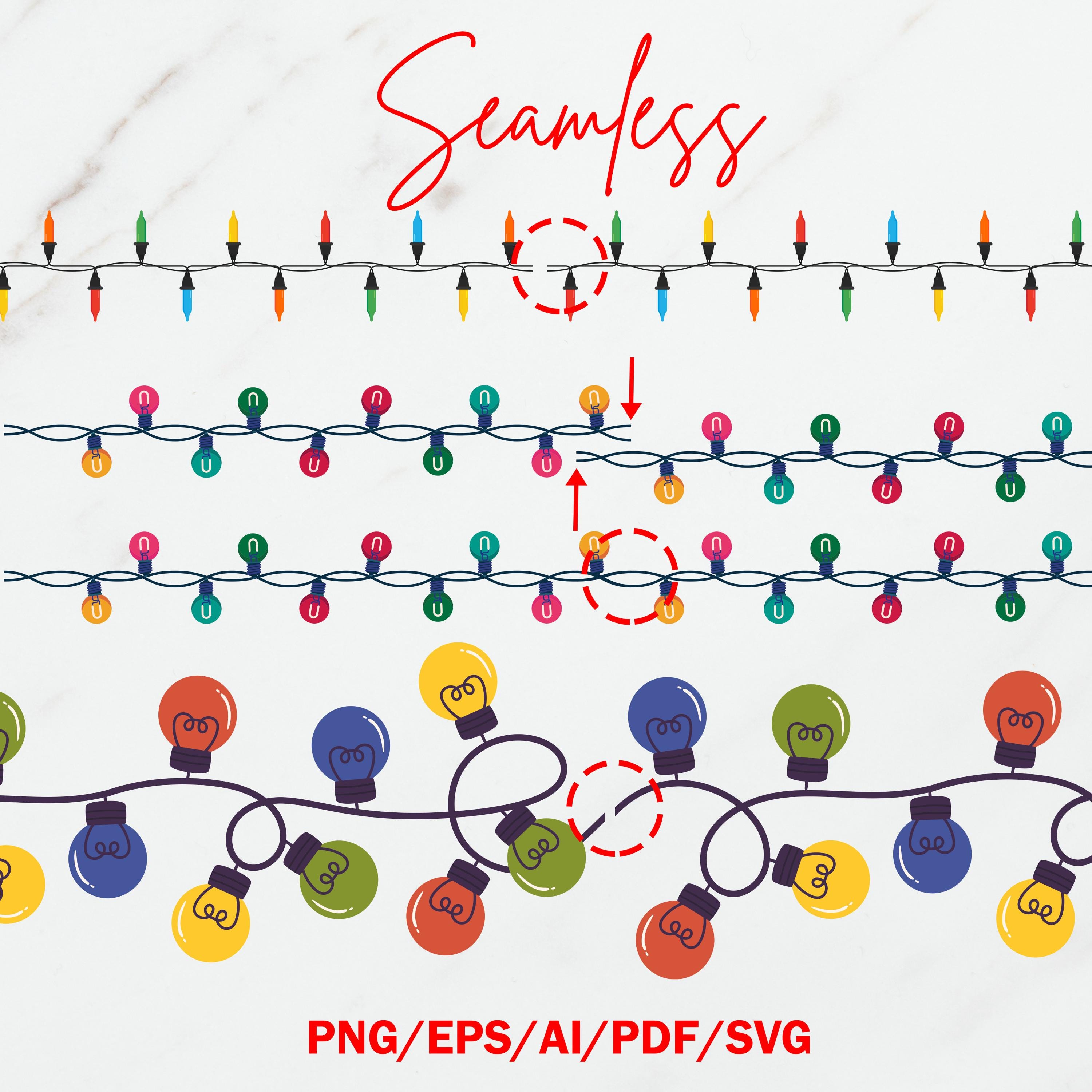 Christmas Lights Svg Bundle, Seamless Christmas Light Svg, String ...