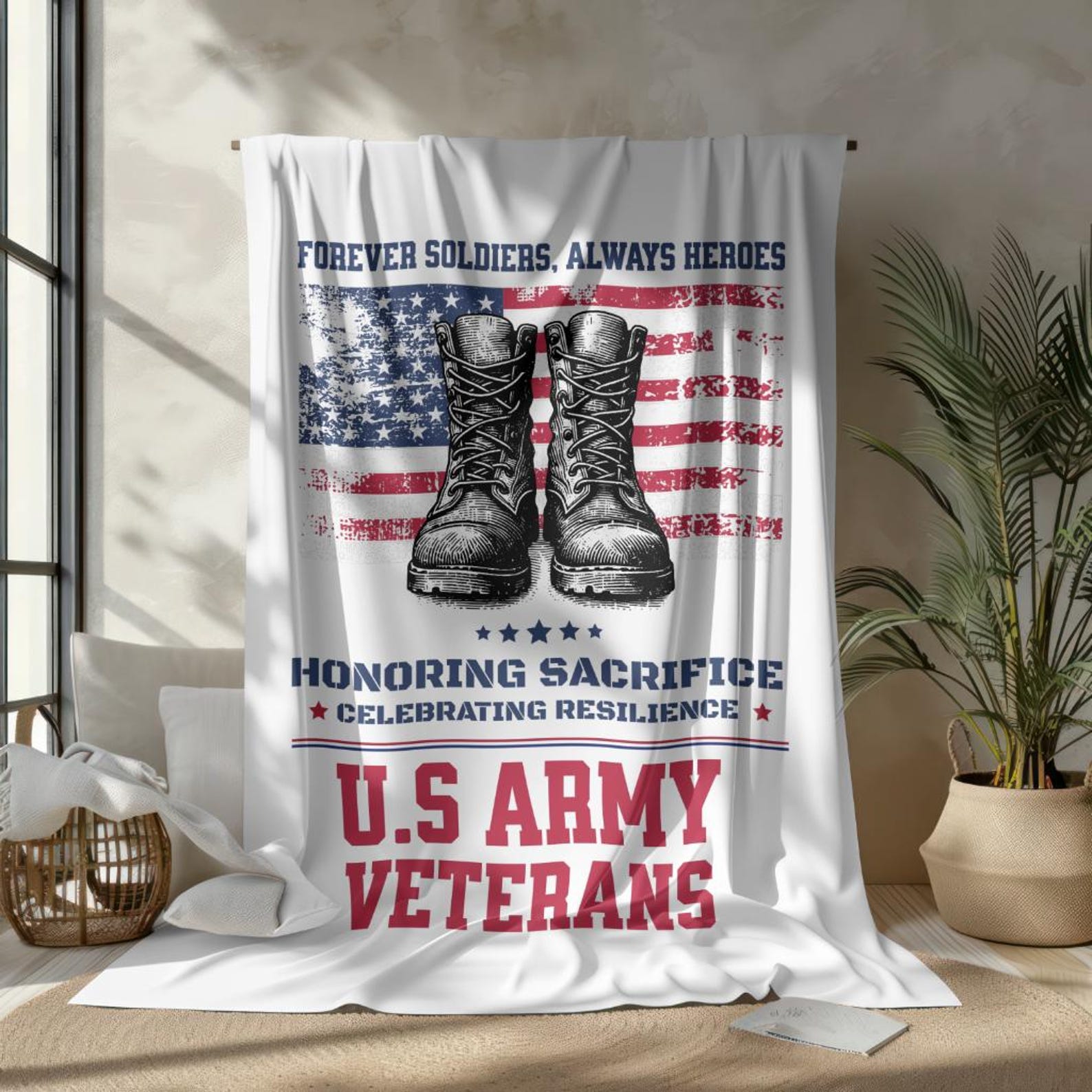 US Military Veteran Blanket, Veterans Day Gift, Memorial Day Gift, Army ...