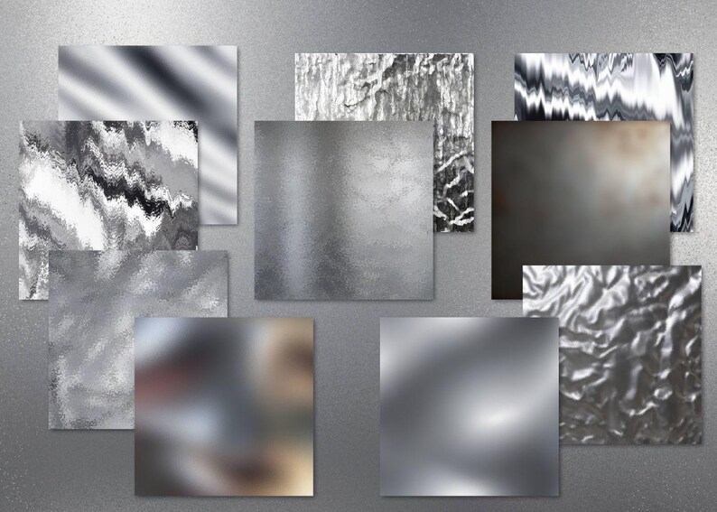 Silver Foil Metallic Texture Digital Paper, Metallic Papers, Silver ...