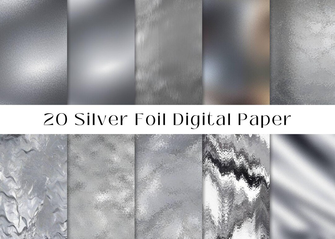Silver Foil Metallic Texture Digital Paper, Metallic Papers, Silver ...