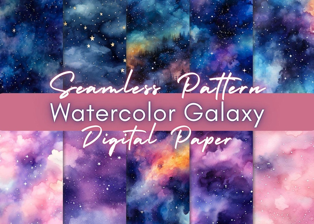 Watercolor Galaxy Stars Digital Paper, Galaxy Backgrounds, Cosmic Paper ...