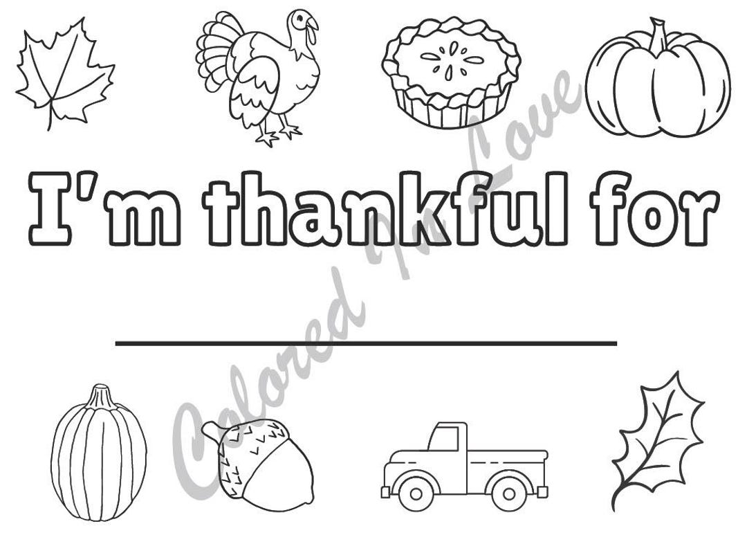 I'm Thankful for Coloring Page - Etsy