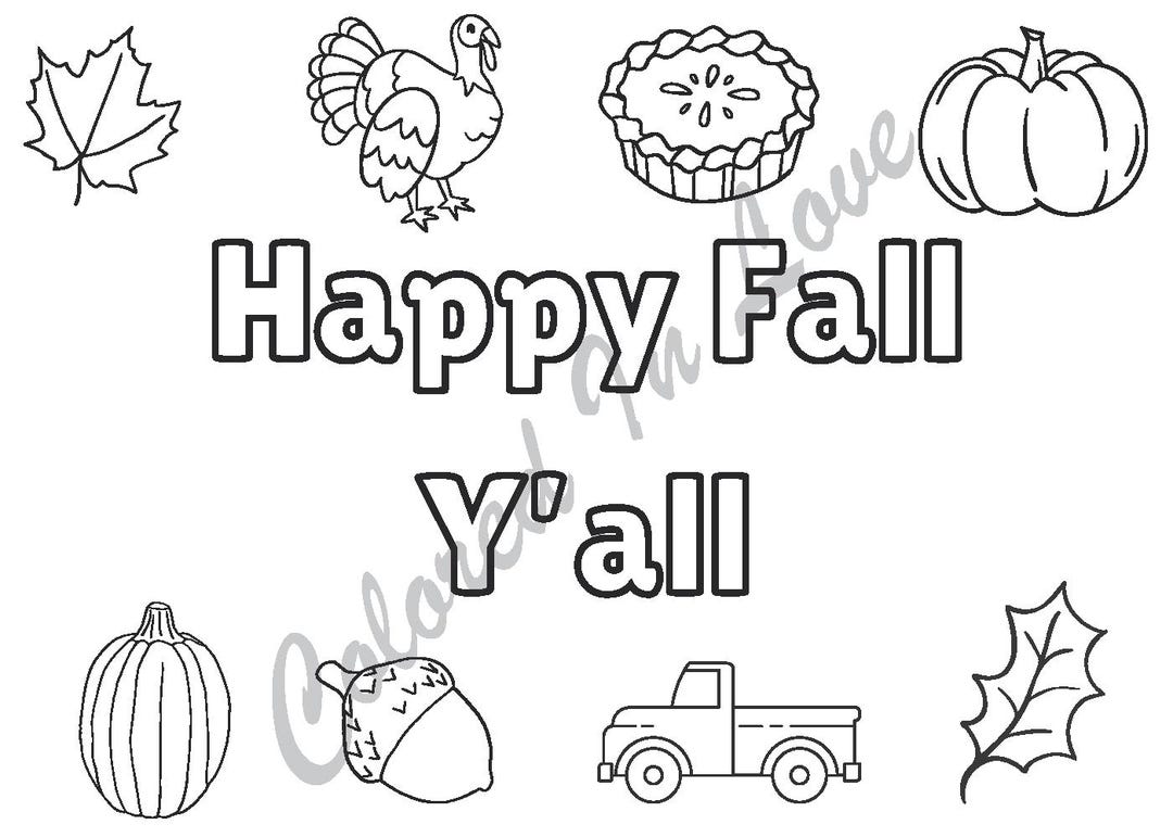 Happy Fall Y'all Coloring Page - Etsy