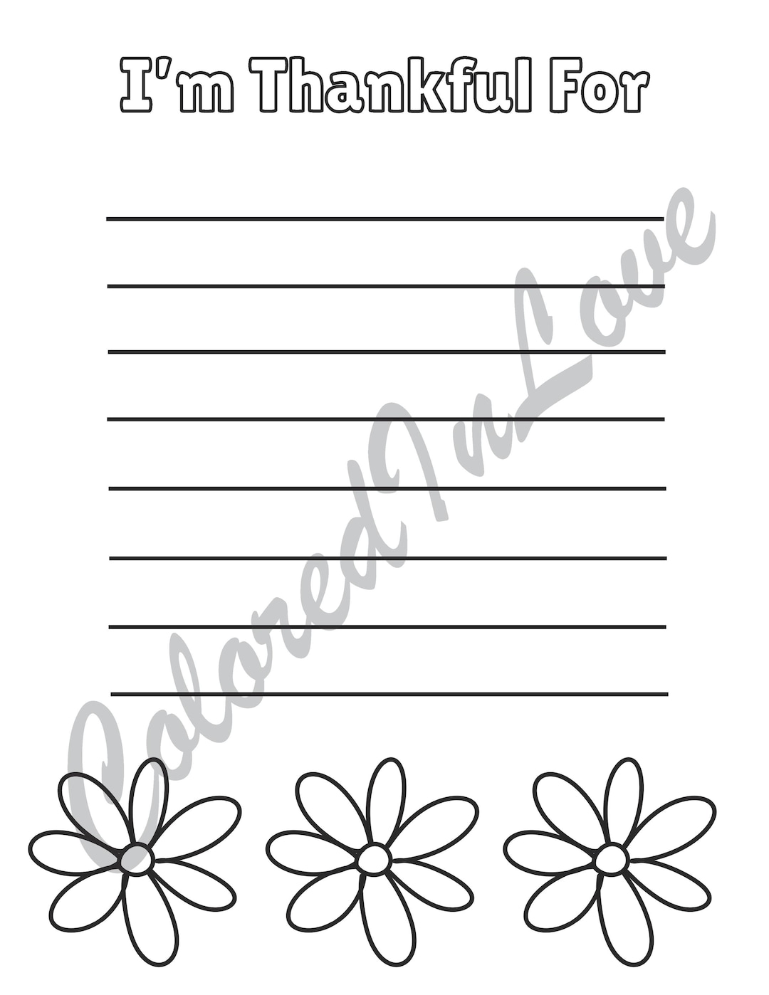 What I'm Thankful for List for Kids - Print and Color - Etsy