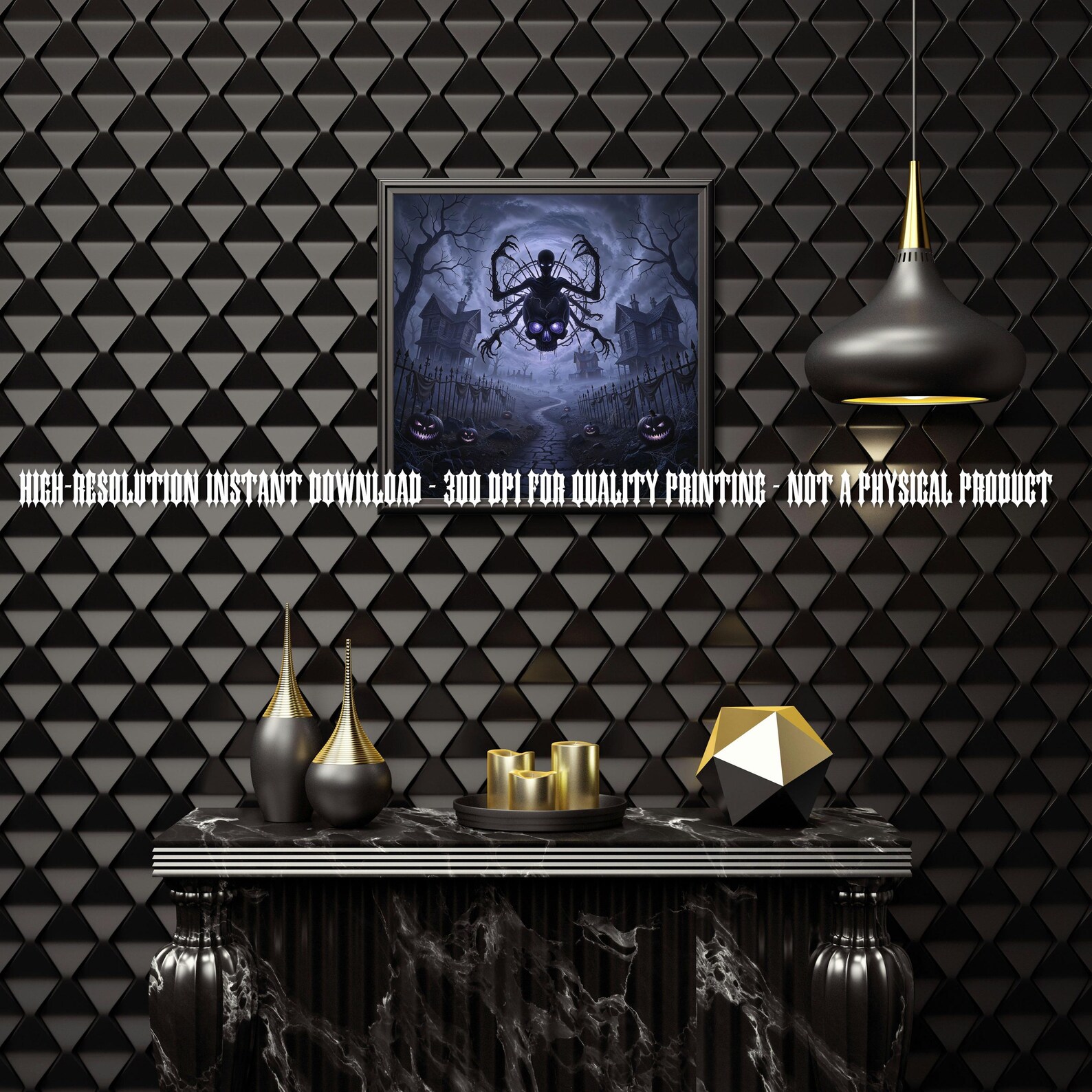 Gothic Halloween Horror Art Print: Haunted Path of Shadows (digital ...