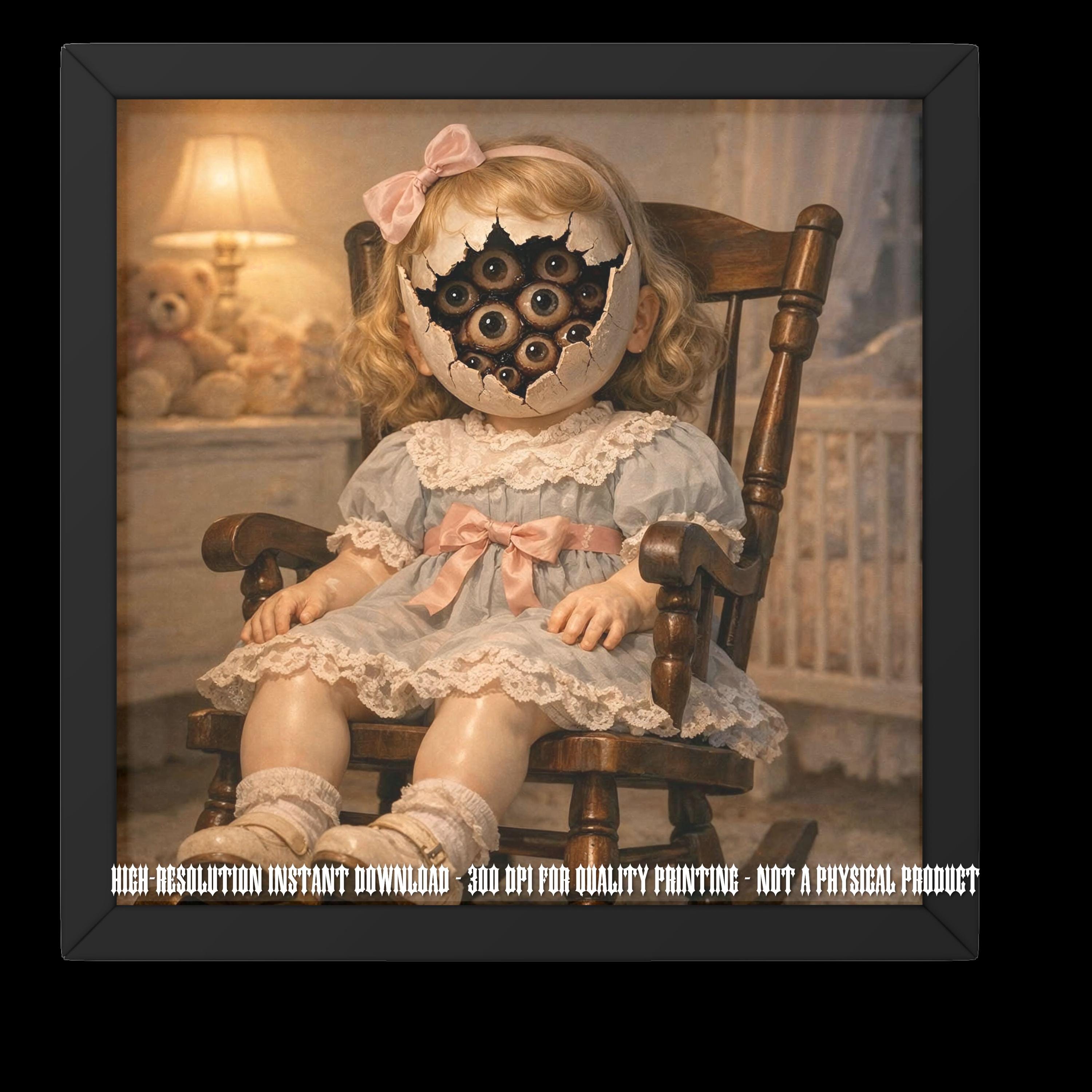 Uncanny Doll Horror Art Print | Gothic Nursery Nightmare (digital ...