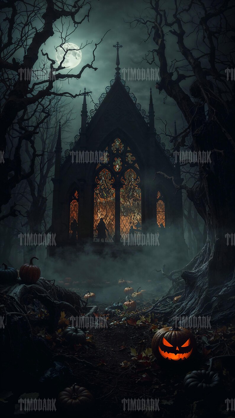 Gothic Haunted Church Halloween Mobile Wallpapers | Dark Spooky Jack-o ...