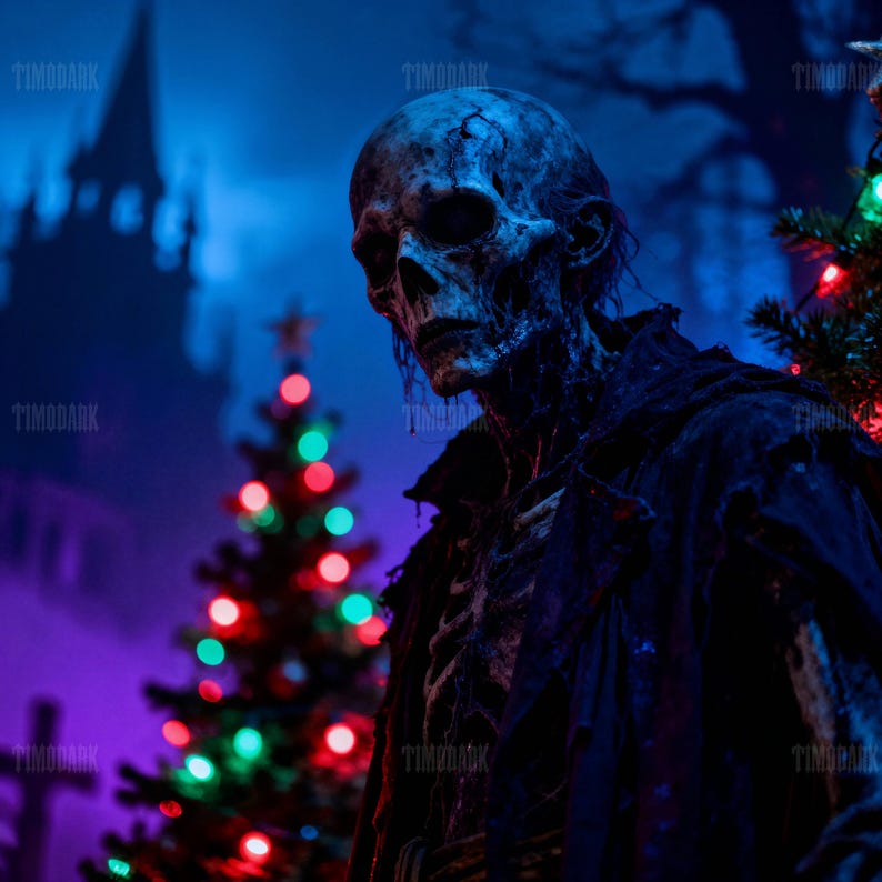 Gothic Christmas Skeleton Art – Dark Holiday Fantasy | 1:1 High ...