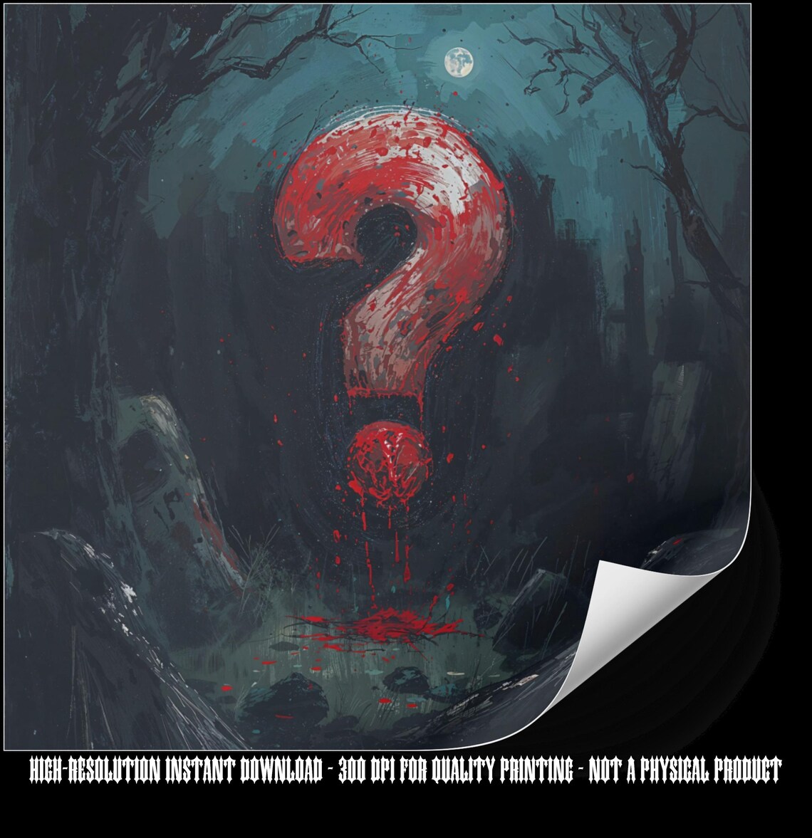 Gothic Horror Blood-red Question Mark Art Print (digital Download) - Etsy
