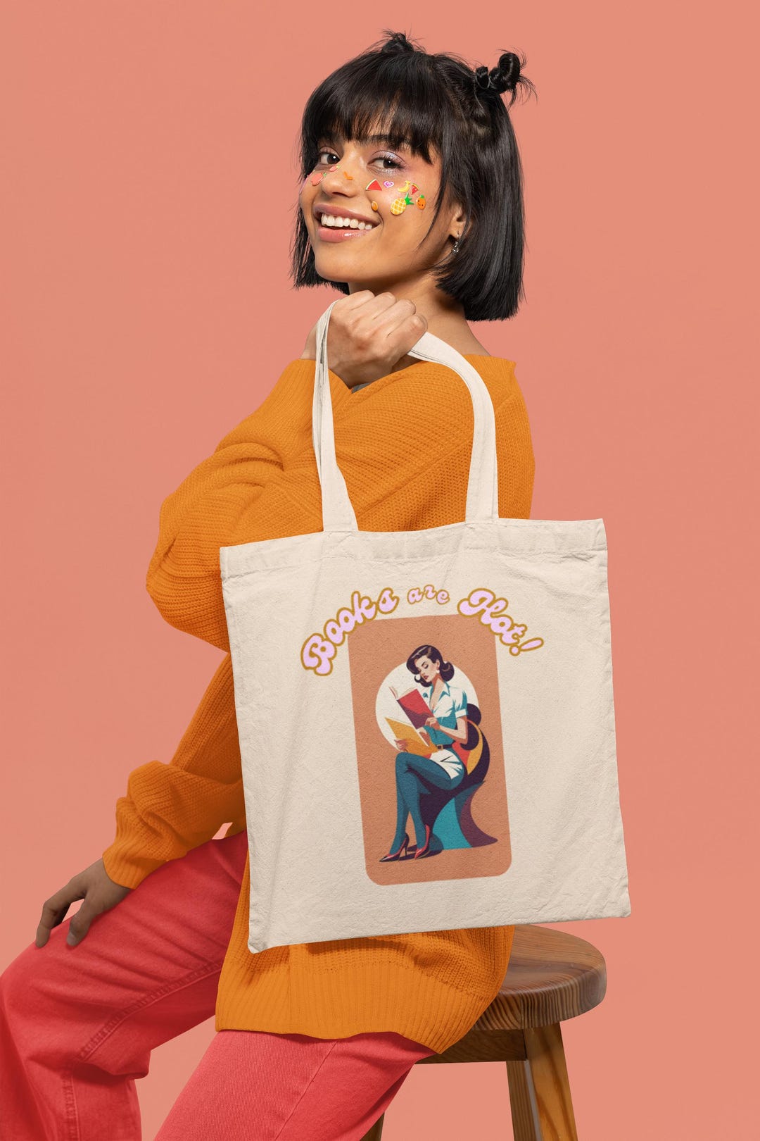 Cute Book Tote, Book Bag, Pin up Book Tote, Sexy Books, Book Fan ...