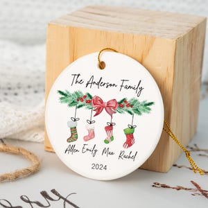 Personalized Family of 4 Ornament, Custom Family Stocking Ornament With ...
