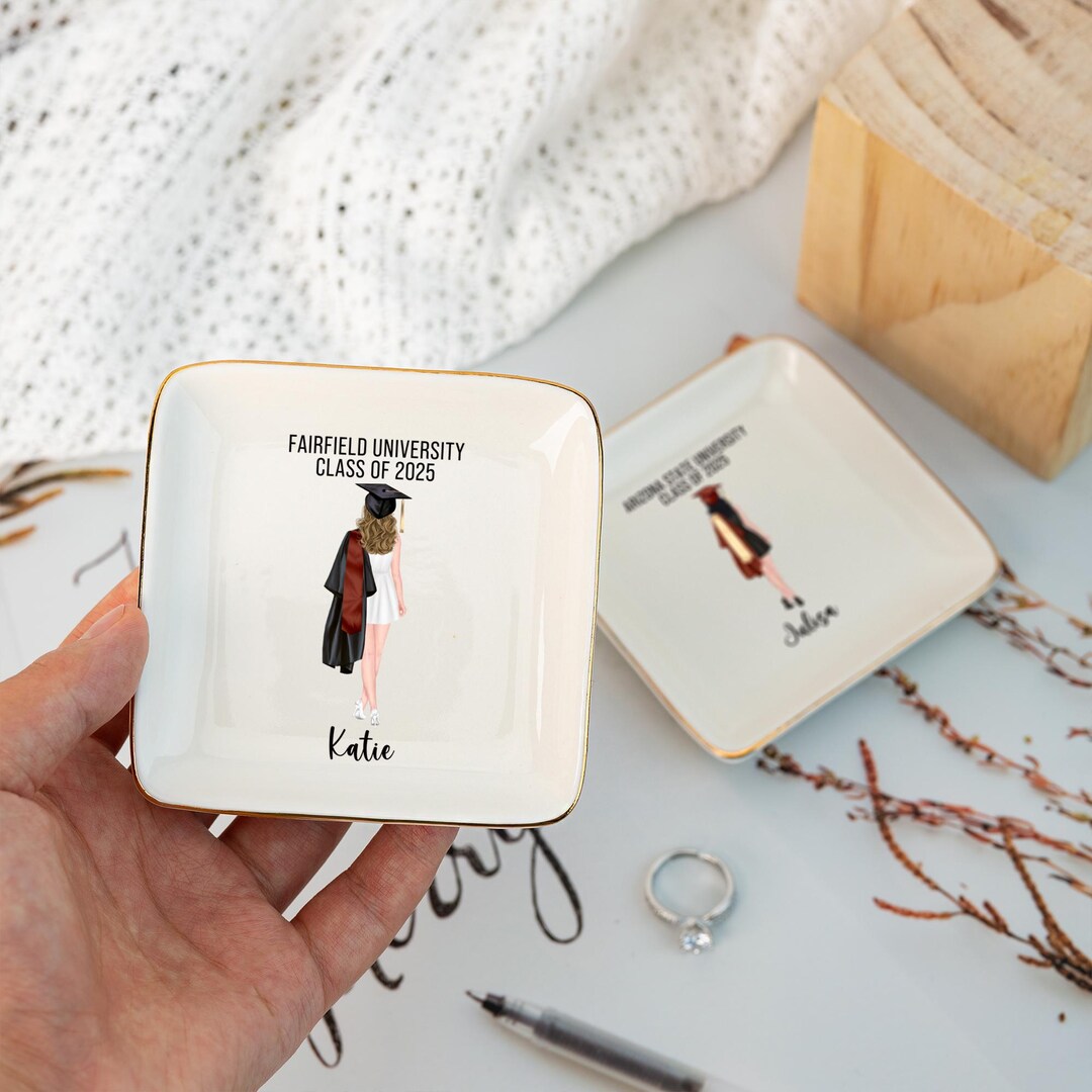 Personalized Graduation Ring Dish, Customized Name Degree Bachelors ...