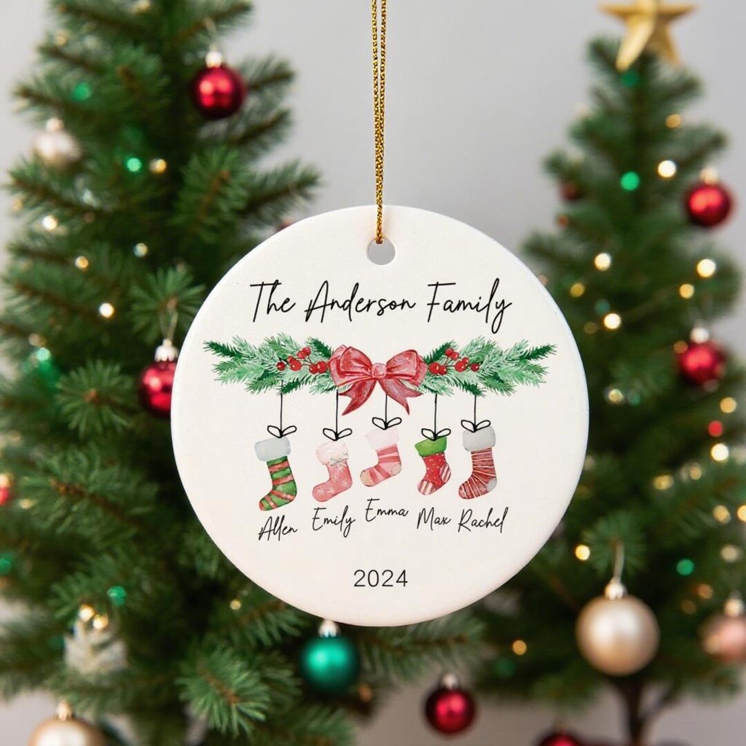 Personalized Family of 4 Ornament, Custom Family Stocking Ornament With ...
