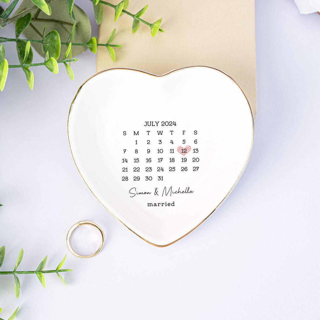 Wedding Calendar Date Jewelry Dish, Personalised Wedding Ring Dish ...