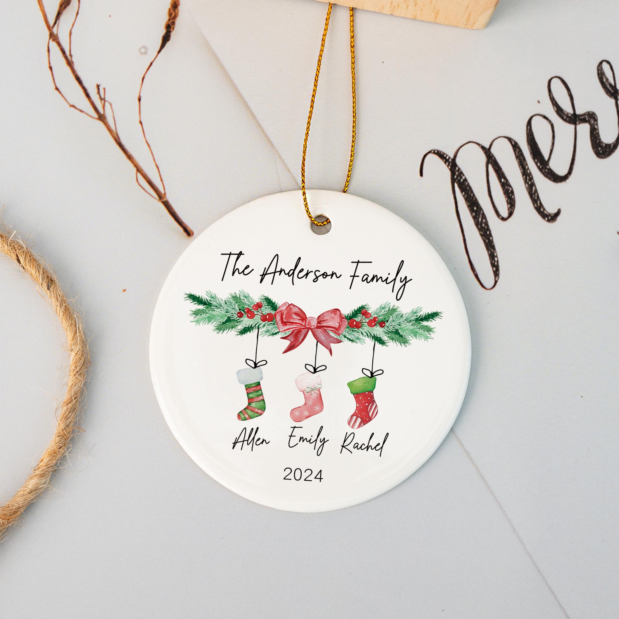 Personalized Family of 4 Ornament, Custom Family Stocking Ornament With ...